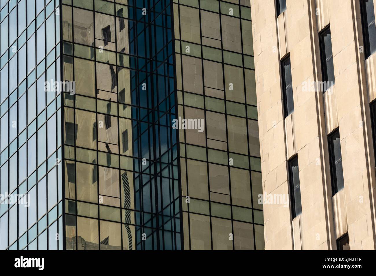 contrasting architectural style on two skyscrapers. Indianapolis ...