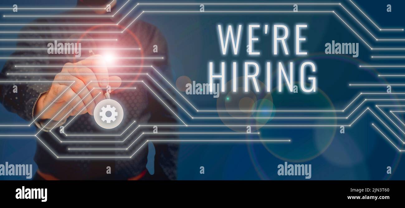 Sign displaying We Re Are Hiring. Business overview Advertising ...