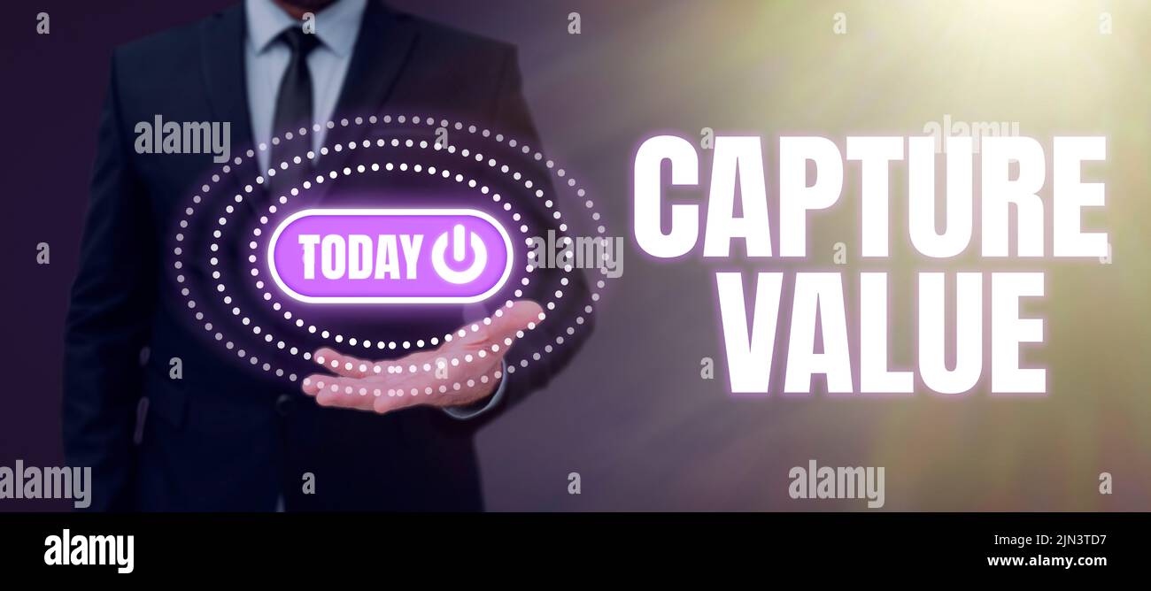 Hand writing sign Capture Value. Business showcase Customer ...