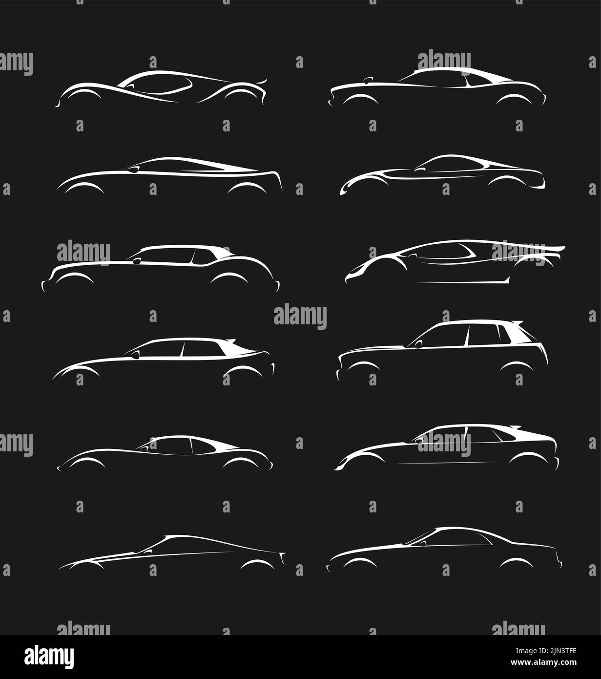 Futuristic car silhouettes, supercar vehicle or future automobile ...