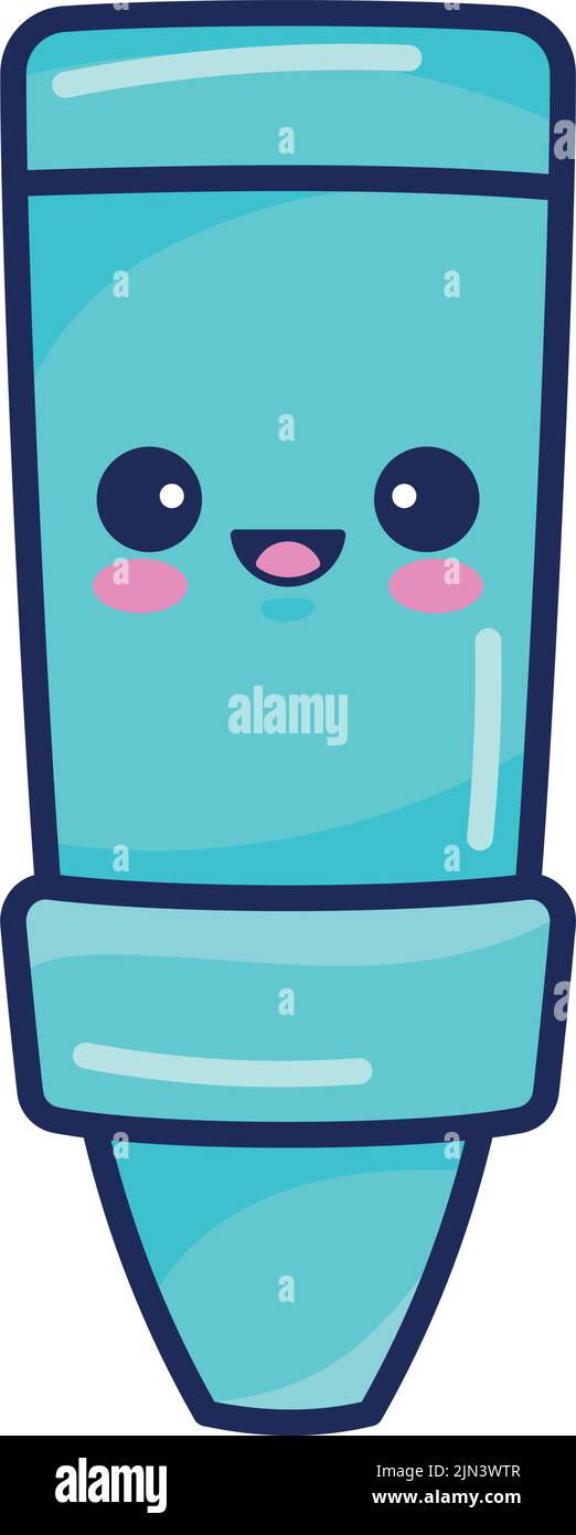 blue crayon kawaii style character Stock Vector Image & Art - Alamy