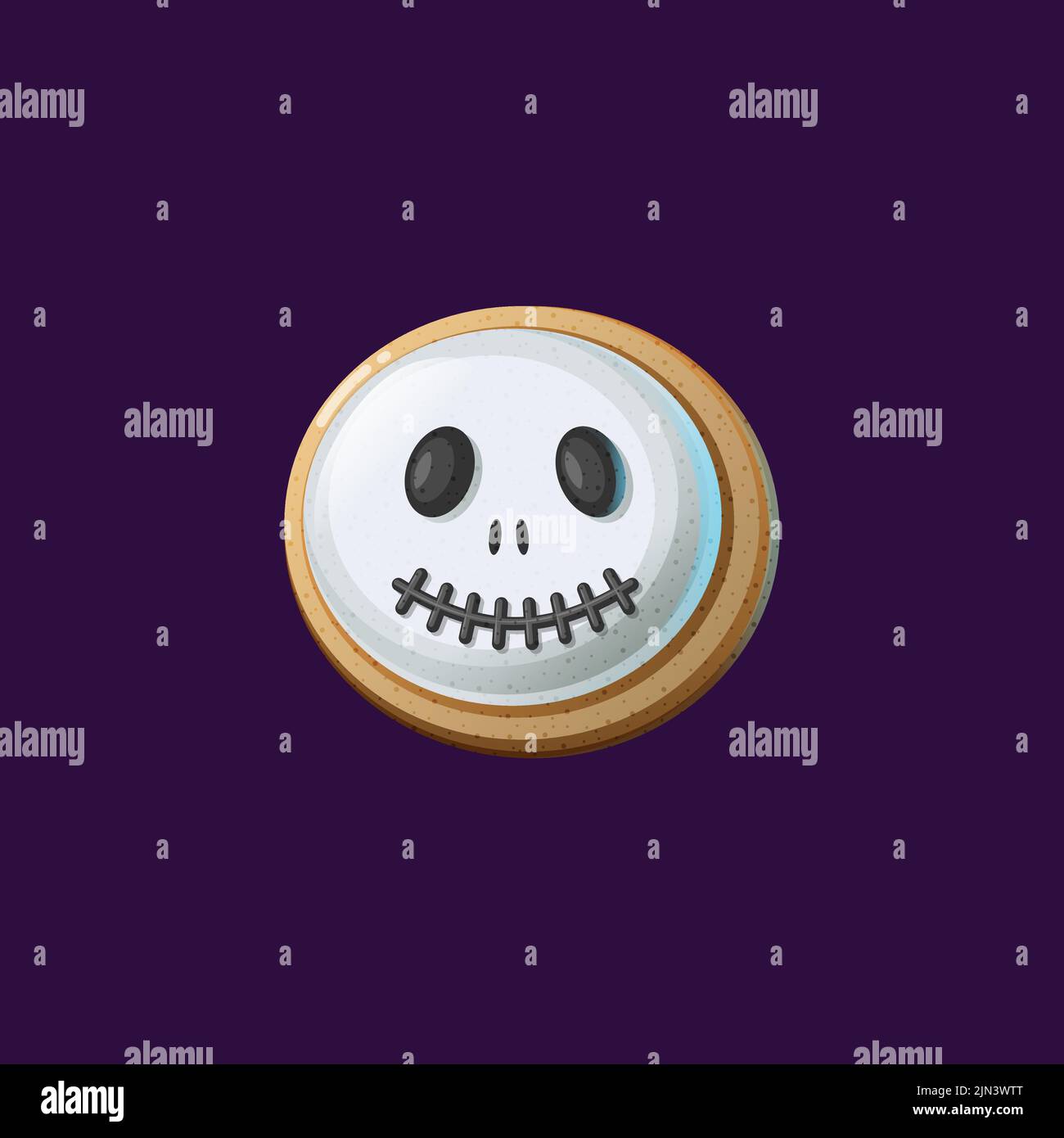 Gingerbread cookie with icing topping with creepy ghost face isolated ...