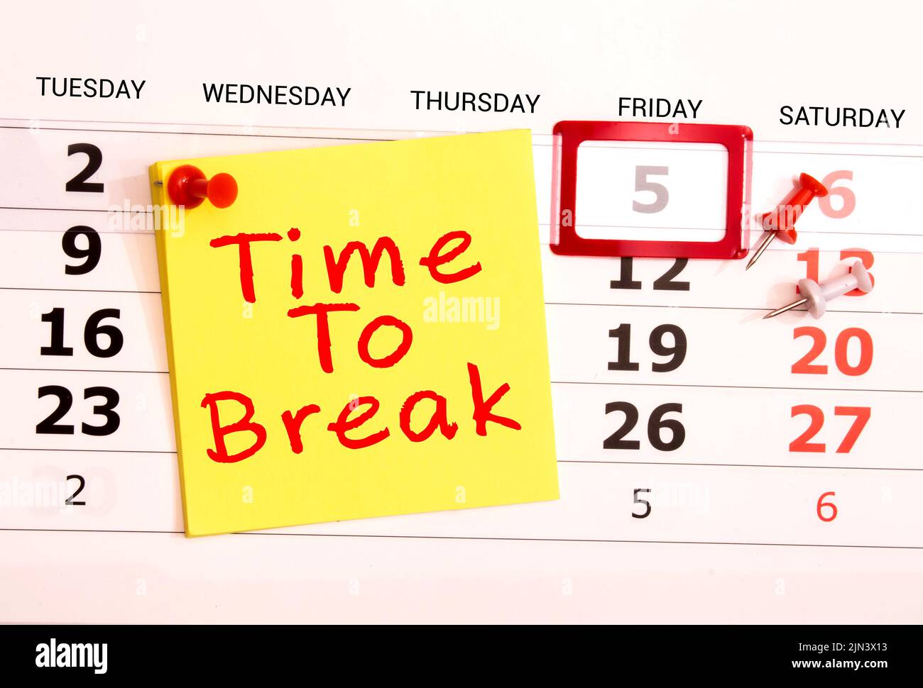 Time to Break Text written on notebook page, pencil on the right ...