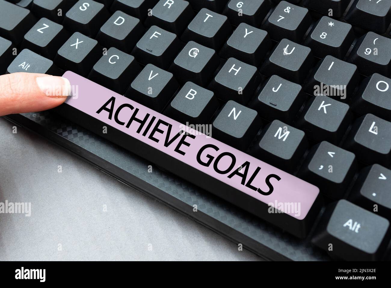 Text sign showing Achieve Goals. Business idea Results oriented Reach ...
