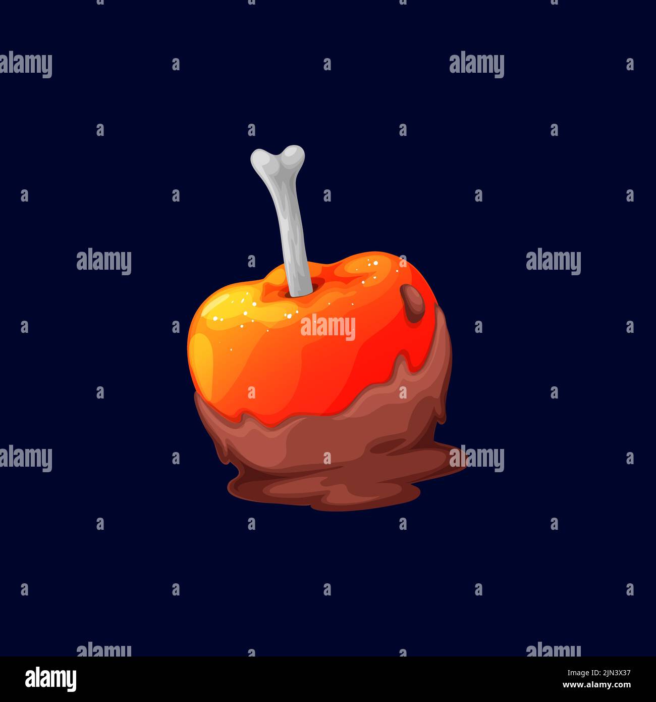 Fruity candy with red apple and chocolate, topped by human bone ...