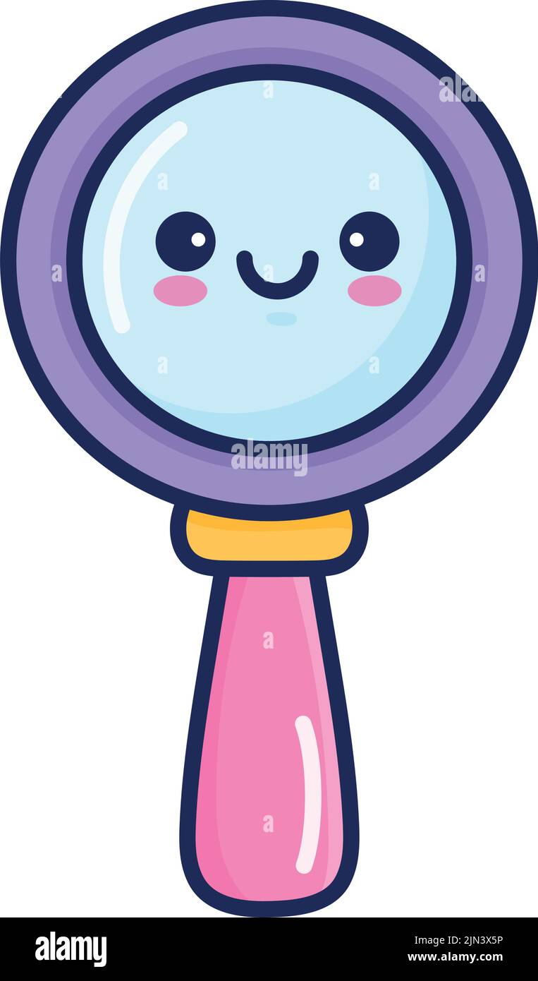 magnifying glass kawaii style character Stock Vector Image & Art - Alamy