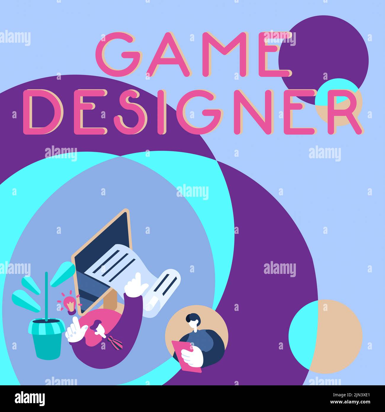 Conceptual caption Game Designer. Concept meaning Campaigner Pixel Scripting Programmers ...