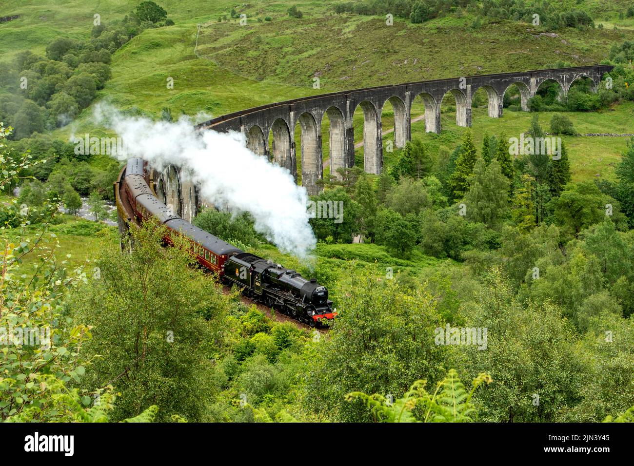 Steam Train on Viaduct at Glenfinnan, Highland, Scotland Stock Photo ...
