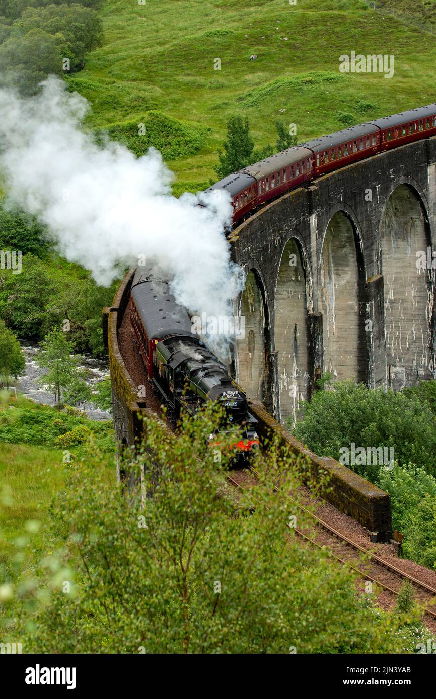 Steam Train on Viaduct at Glenfinnan, Highland, Scotland Stock Photo ...