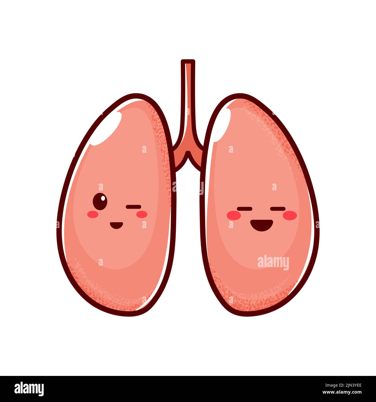 Happy smiling lungs funny cartoon character with face, blinking eye ...