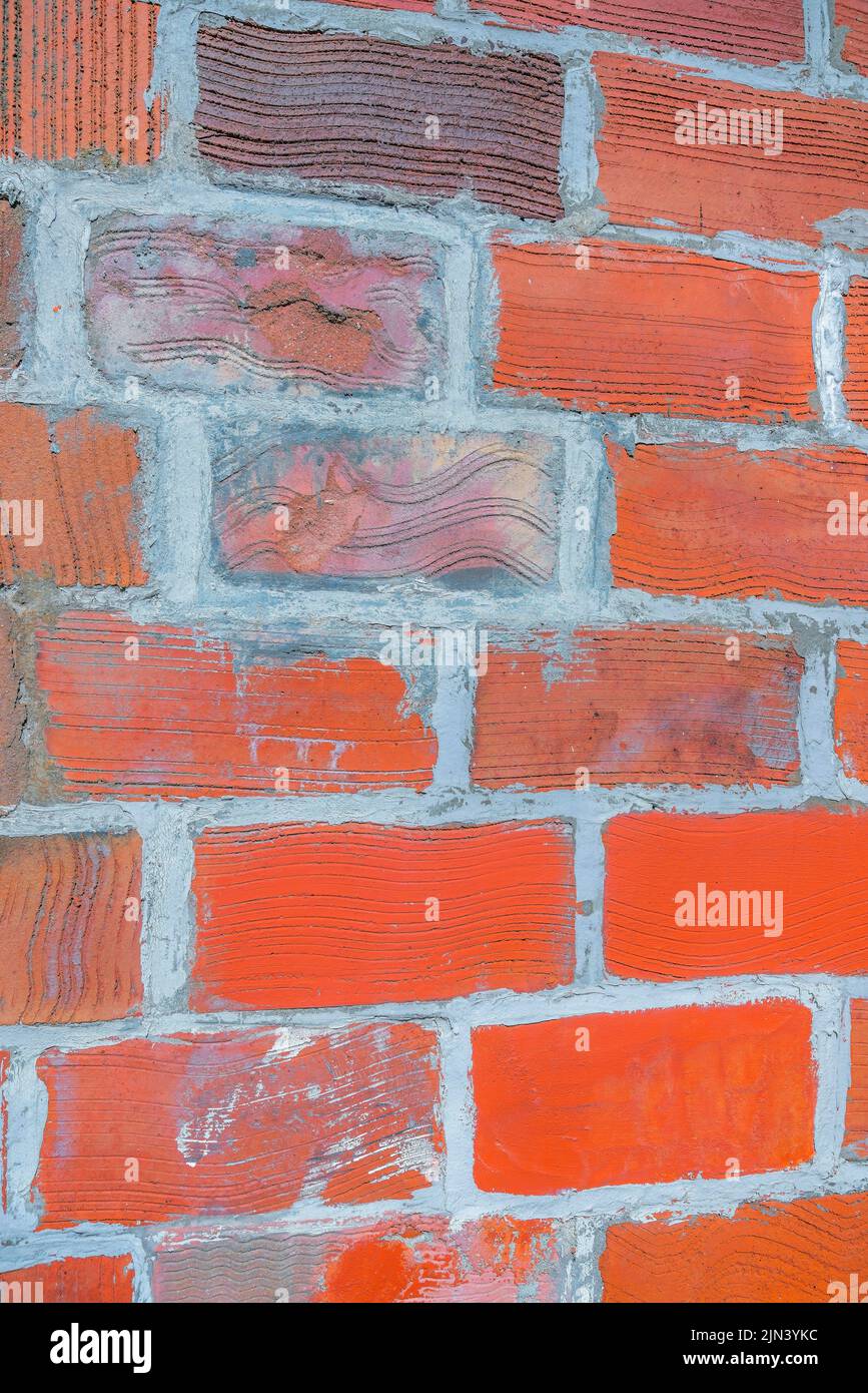 Bricks with lines and cement grout- San Francisco, California. Close-up ...