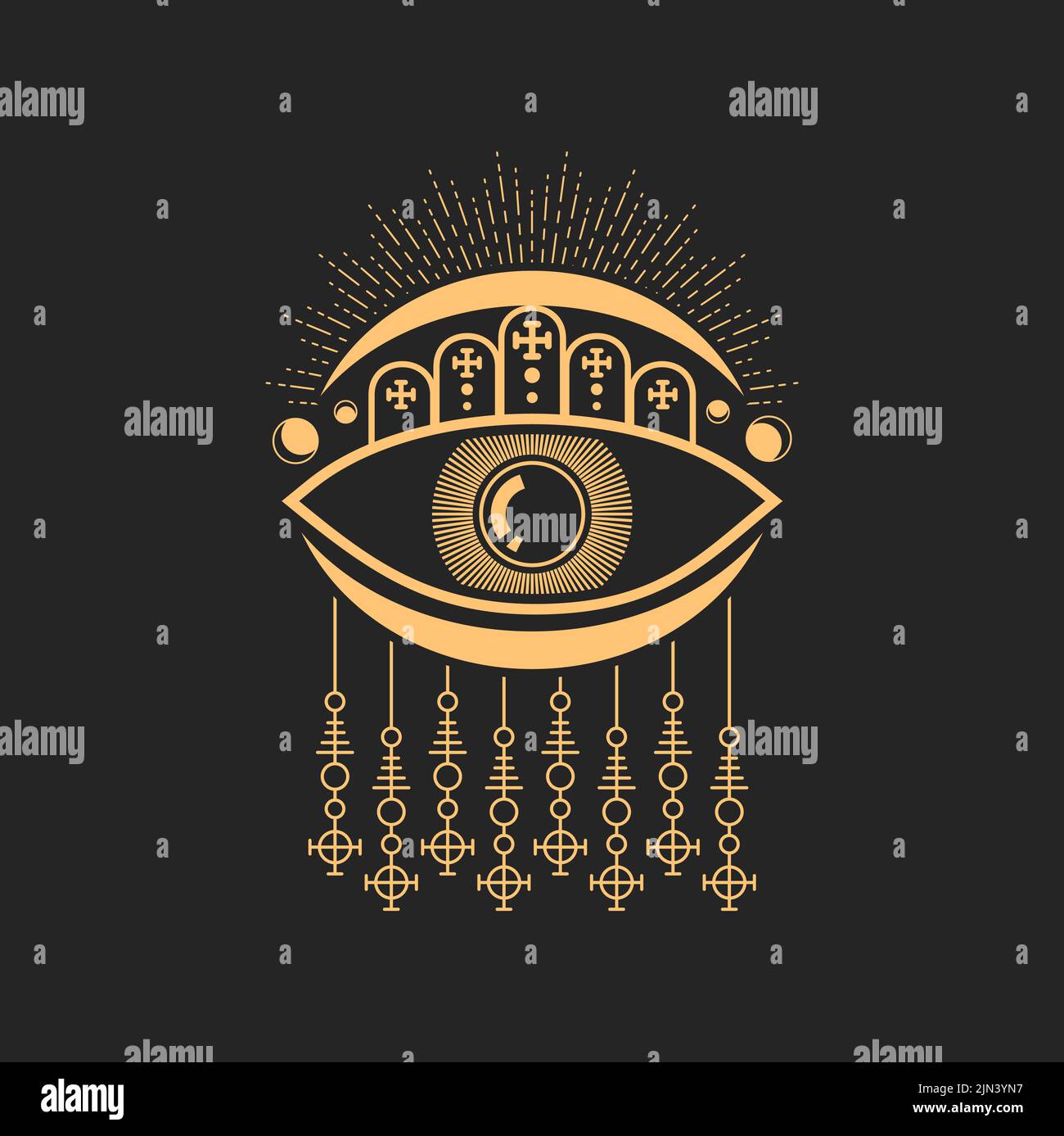 Egypt eye occult sign, Egyptian cross, moon isolated mason and magic ...