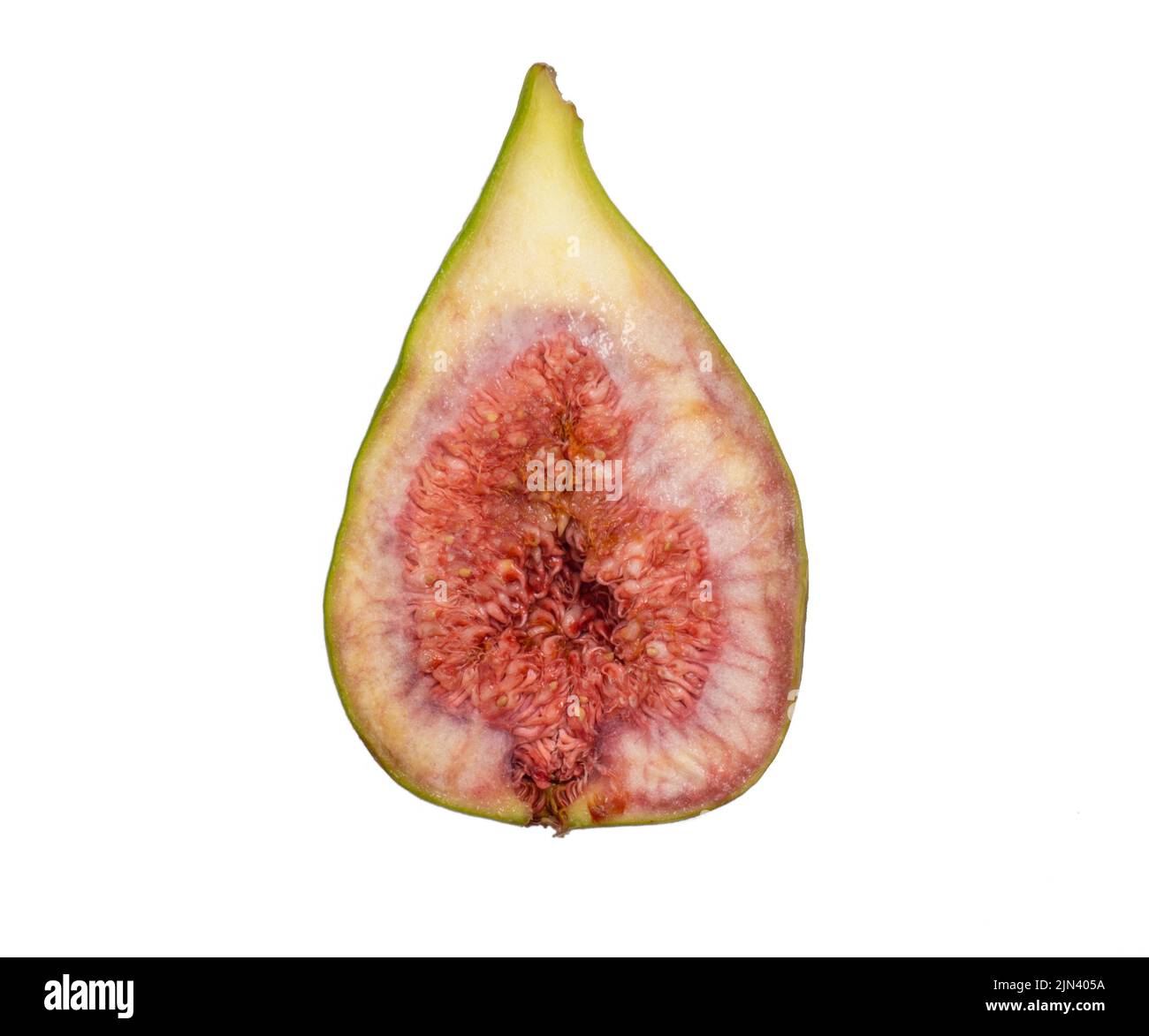 Fig cut in half. Fresh raw fruit. Fig. Figs with seeds. The pulp of a ...