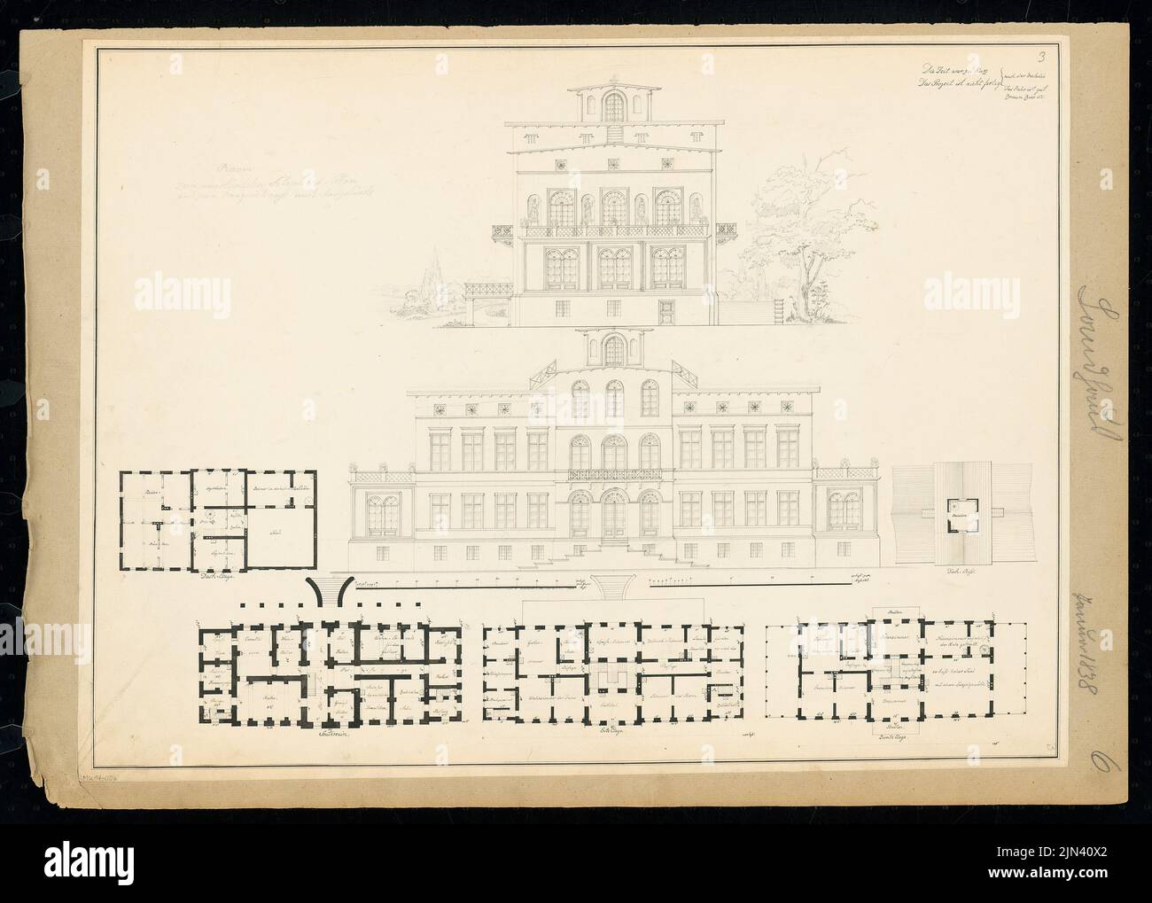 N.N.: Country house. Monthly competition January 1838 Stock Photo - Alamy