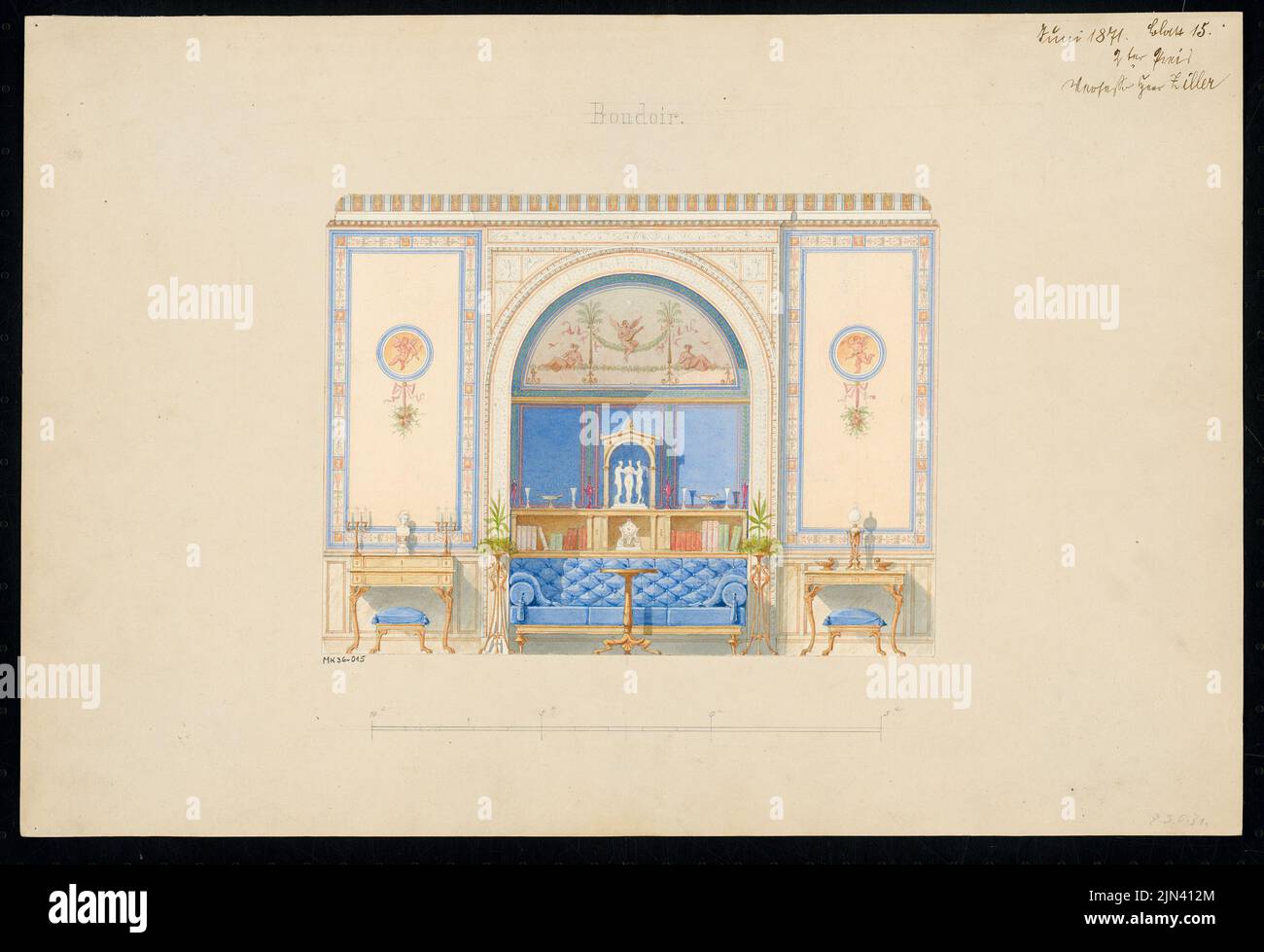 Hermann Ziller (1845-1915): Boudoir. Monthly competition June 1871 ...