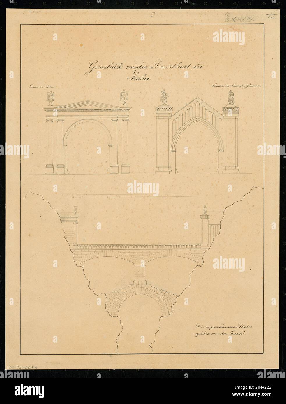 Heinrich Exner (died 1859): Border Bridge between Italy and Germany ...