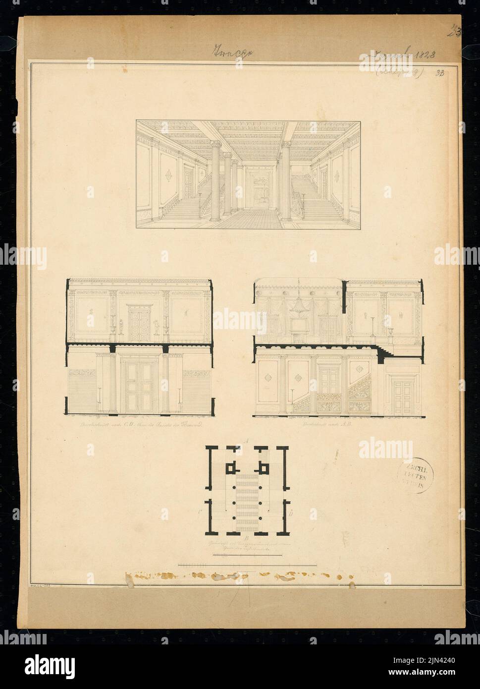 Carl Friedrich Adolph Scheppig (1803-1885): stairs. Monthly competition ...