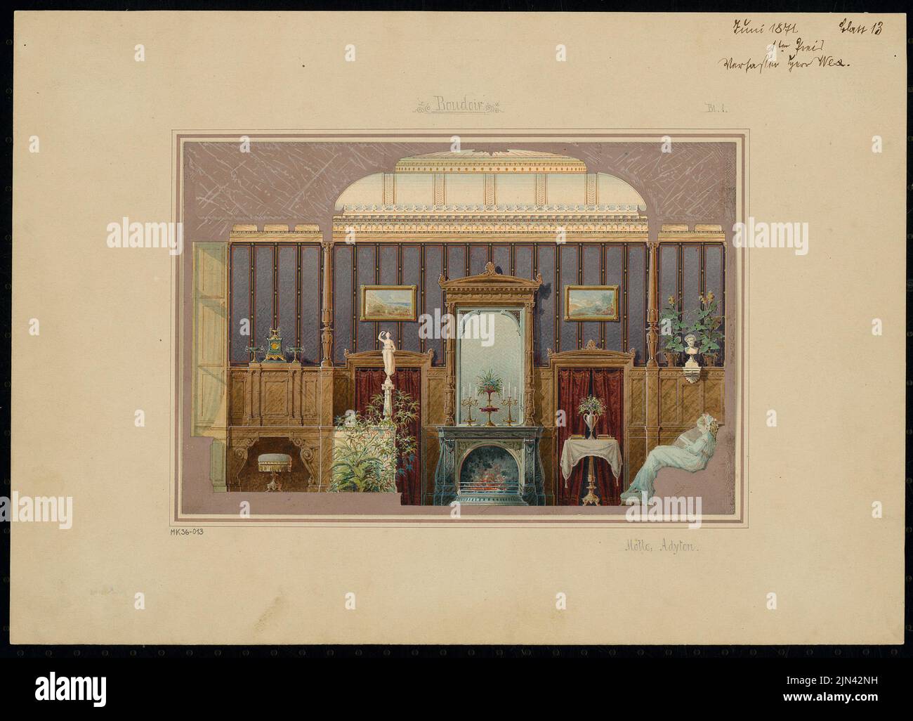 Hermann Wex (1842-1887): Boudoir. Monthly competition June 1871 Stock ...