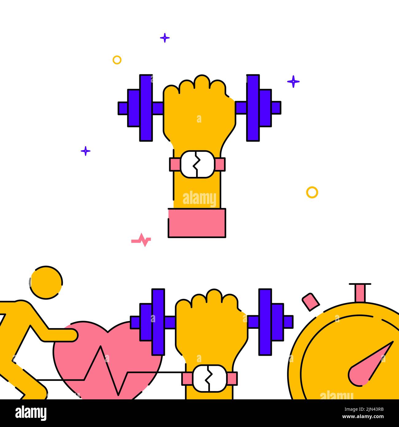 Hand with dumbbell, gym filled line vector icon, simple illustration ...