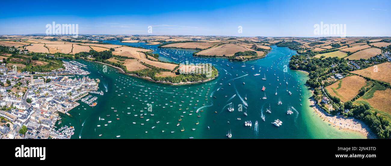 SALCOMBE and Kingsbridge Estuary from a drone, South Hams, Devon ...