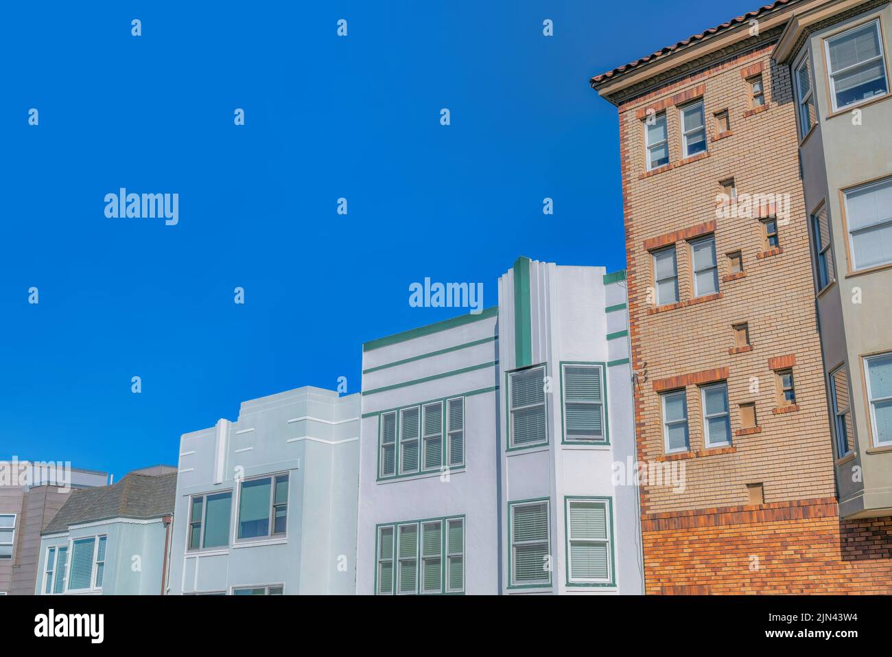 Adjacent residential buildings at San Francisco, CA. There is a ...