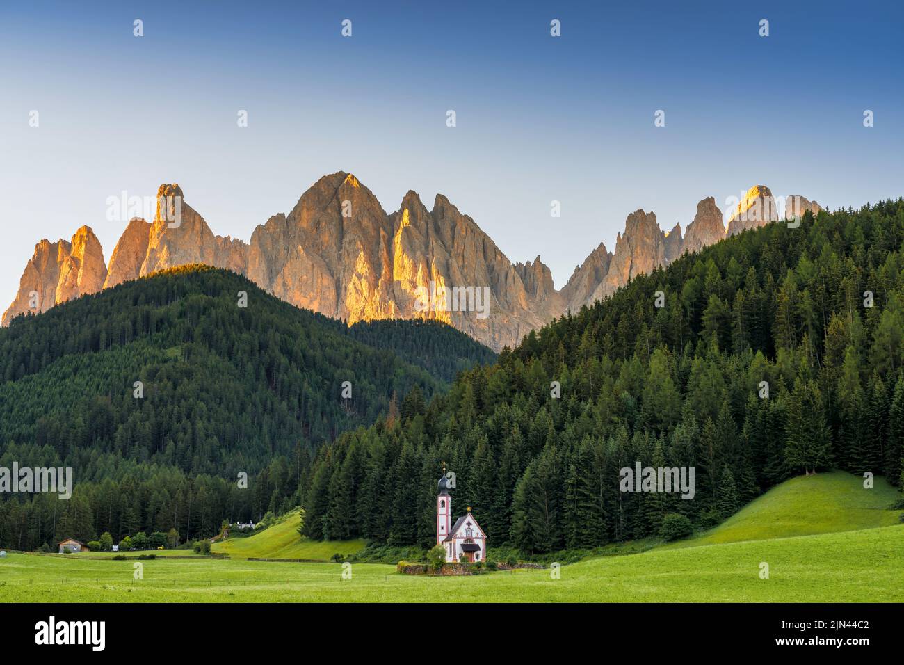 Scenery of Dolomites with the St. John's in Ranui Chapel, Santa ...