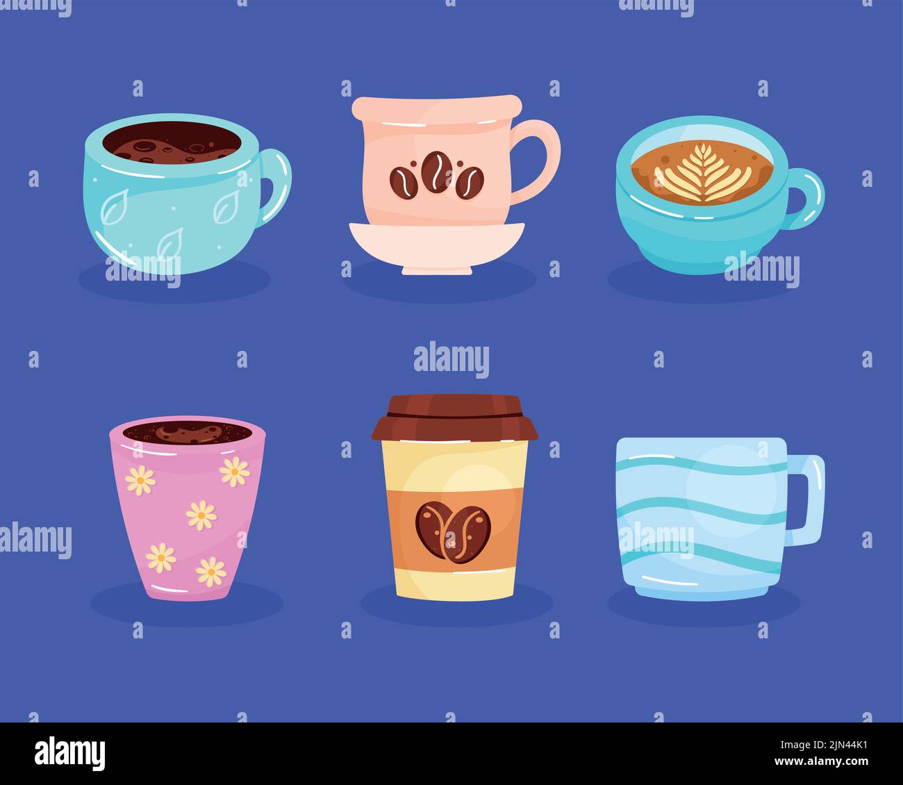 six coffee drink set icons Stock Vector Image & Art - Alamy