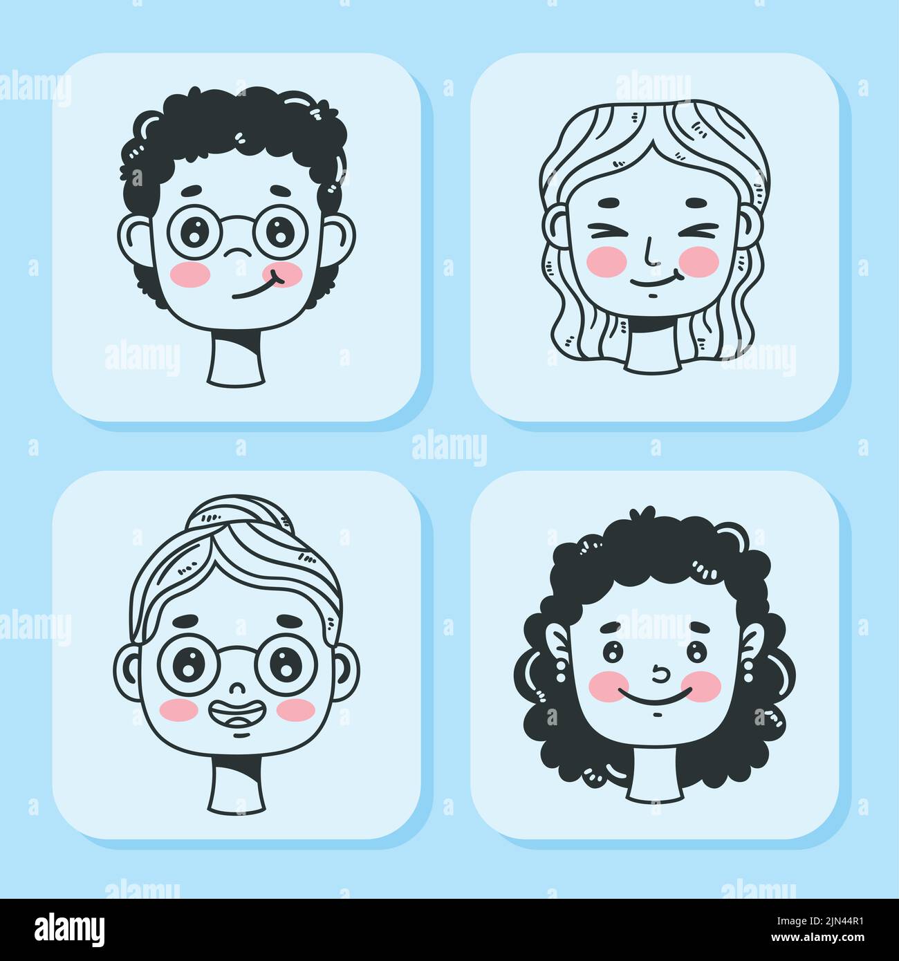 persons heads set four characters Stock Vector Image & Art - Alamy