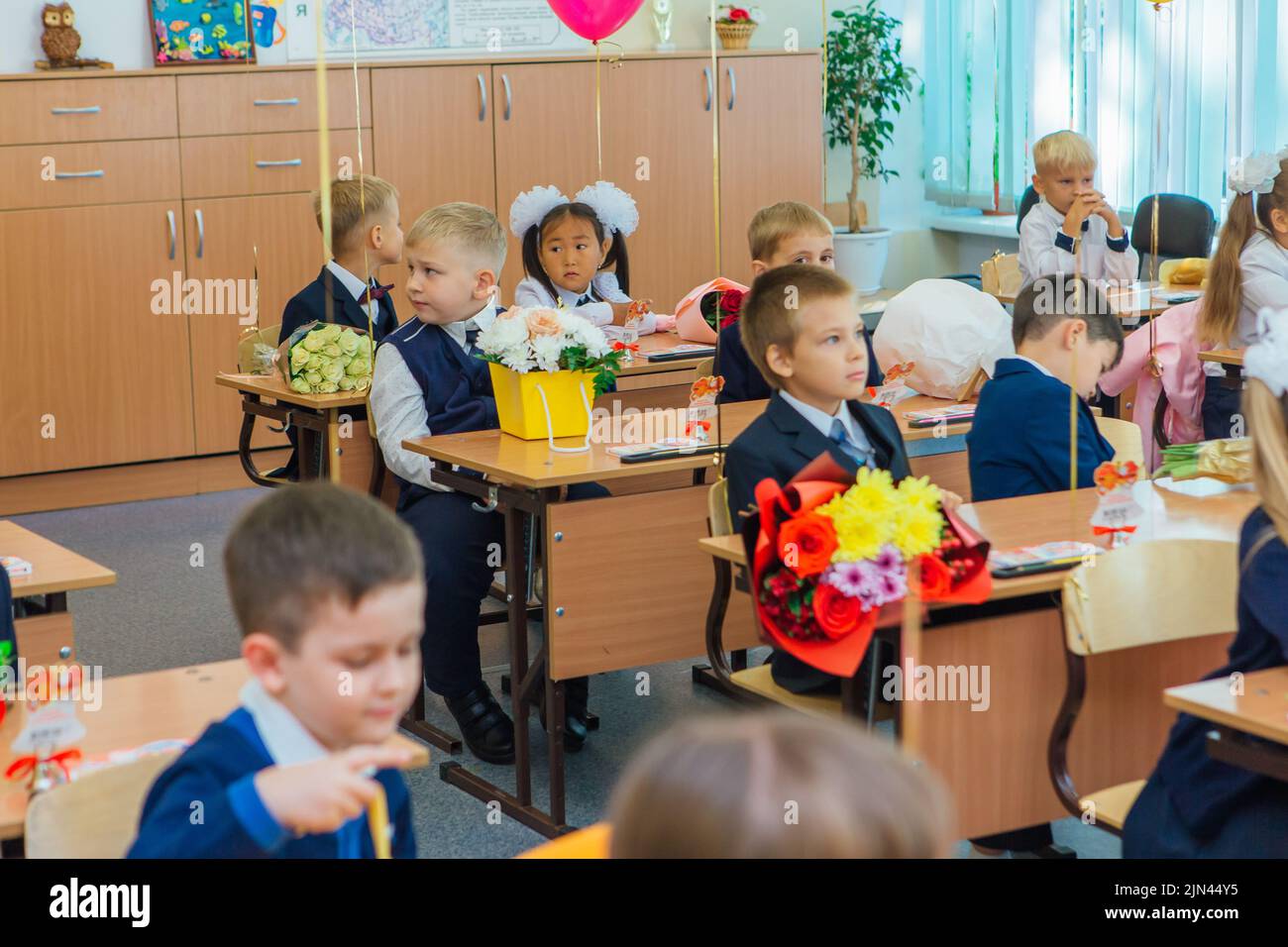 NOVOKUZNETSK, KEMEROVO REGION, RUSSIA - SEP, 1, 2021: First-grade ...