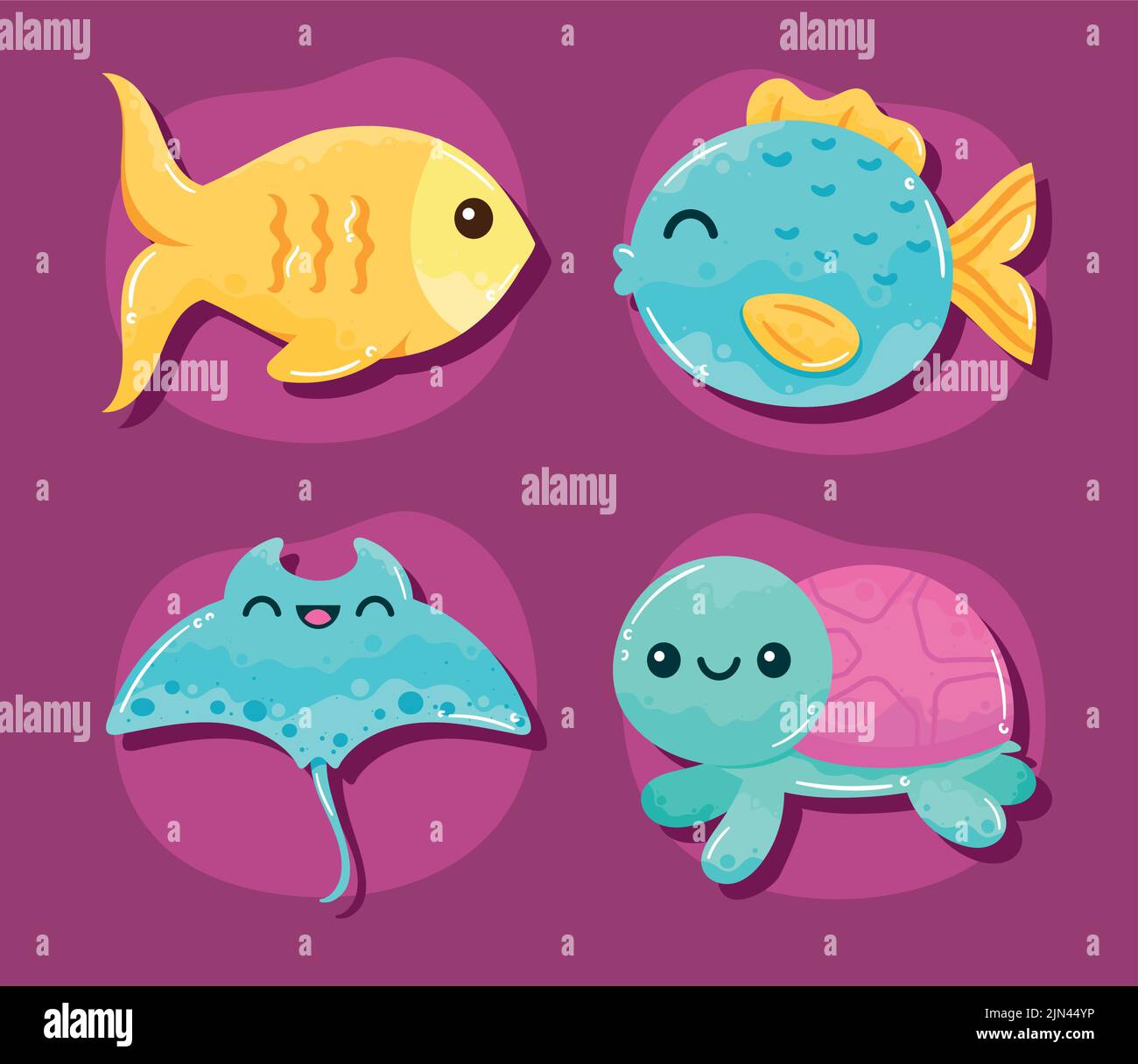four cute sealife set animals Stock Vector Image & Art - Alamy