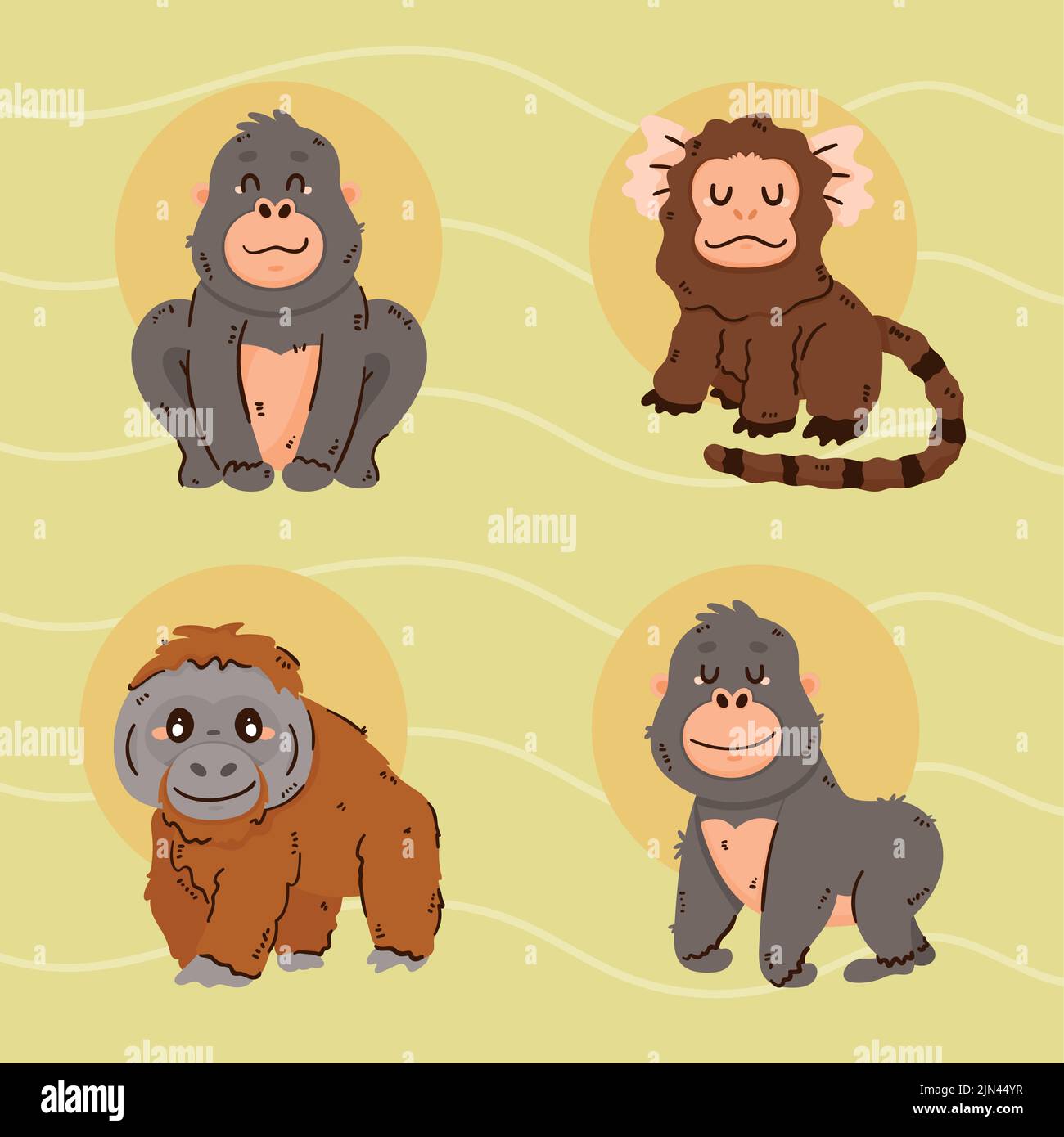 monkeys comic characters animals group Stock Vector Image & Art - Alamy