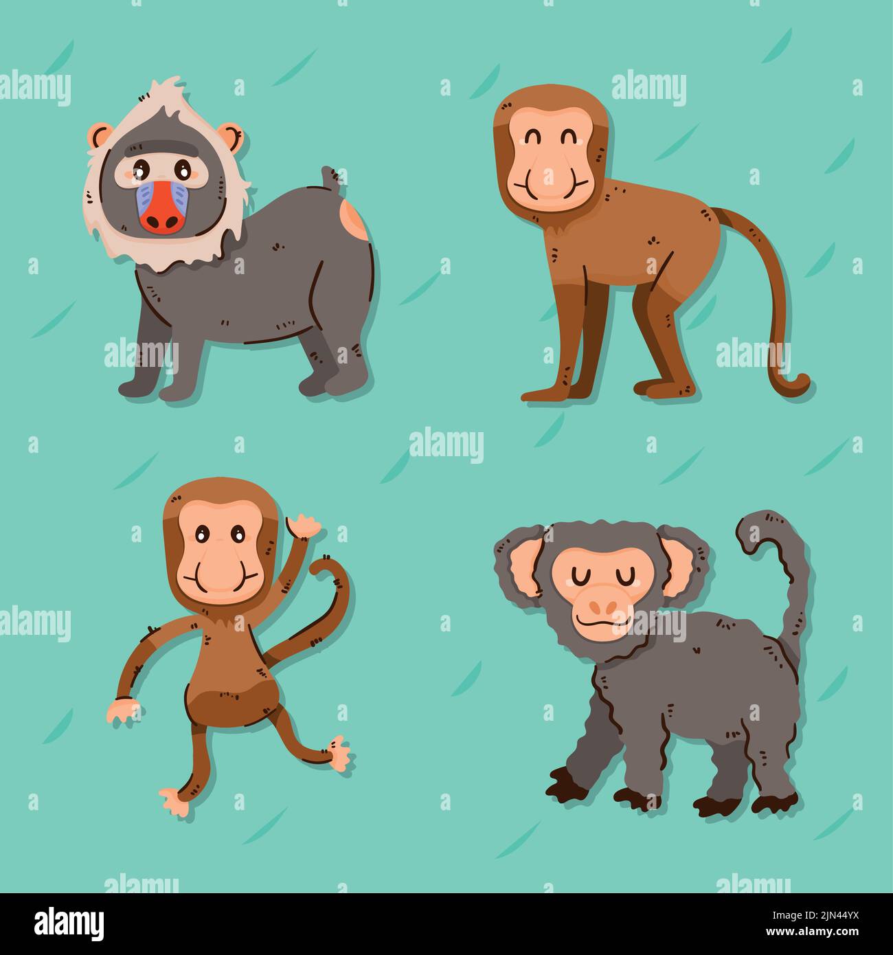 monkeys comic four characters animals Stock Vector Image & Art - Alamy
