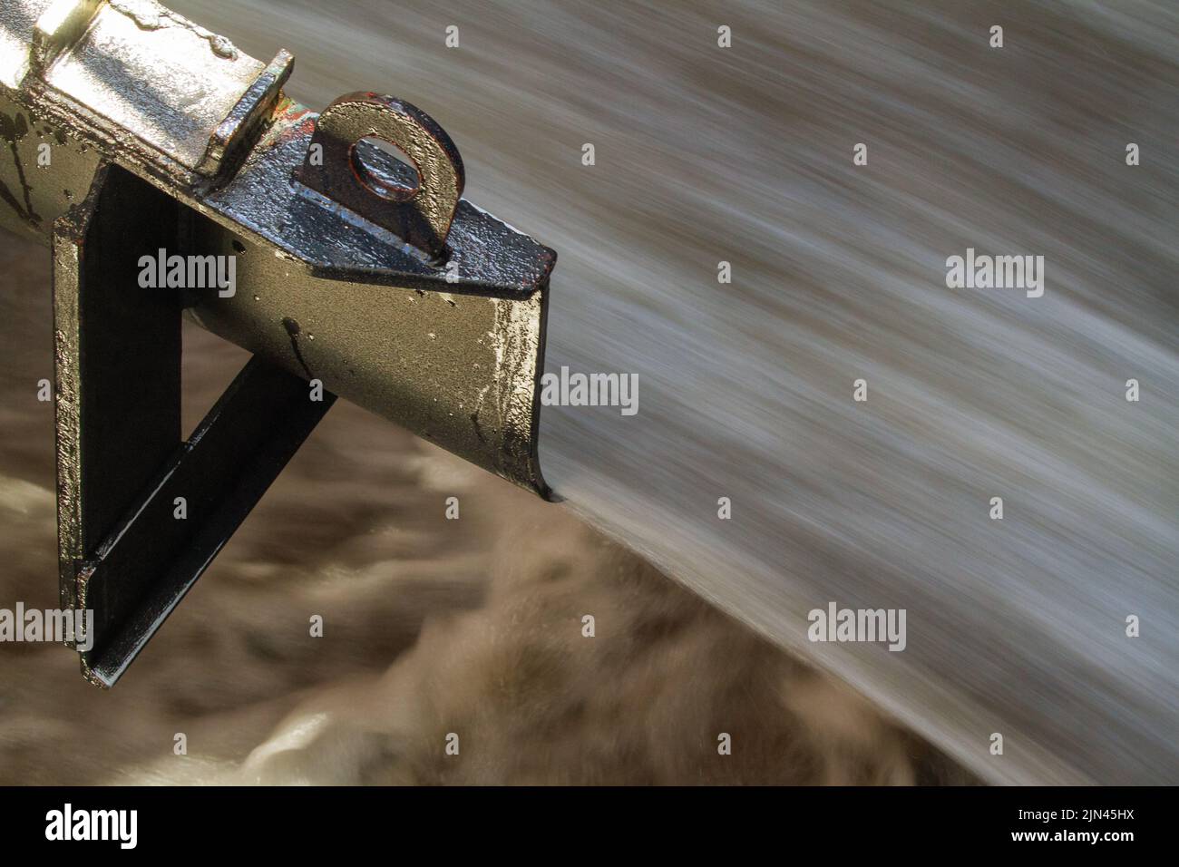 A close-up image of the hopper on the dredge vessel, Essayons, while ...