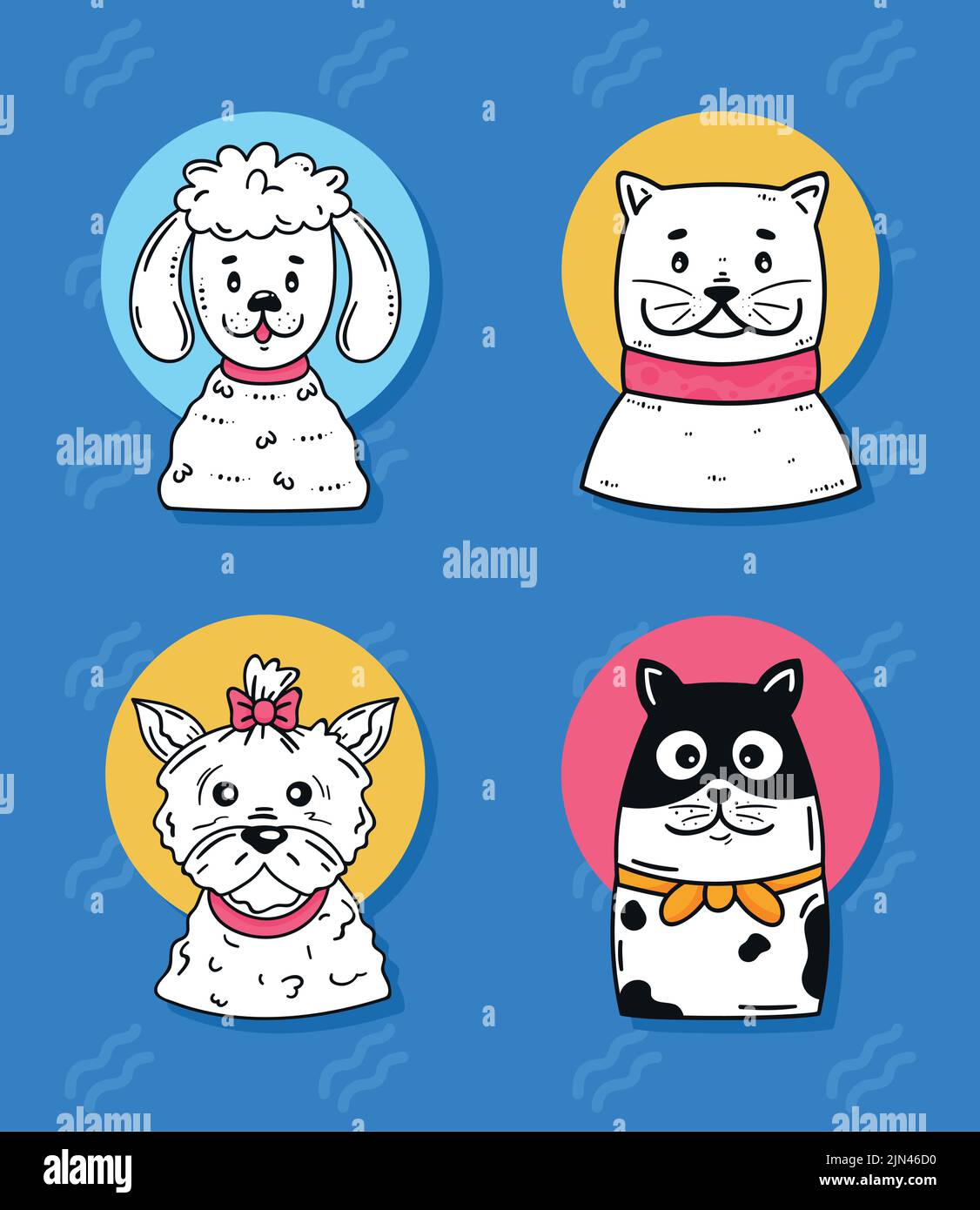 four dogs in blue background poster Stock Vector Image & Art - Alamy