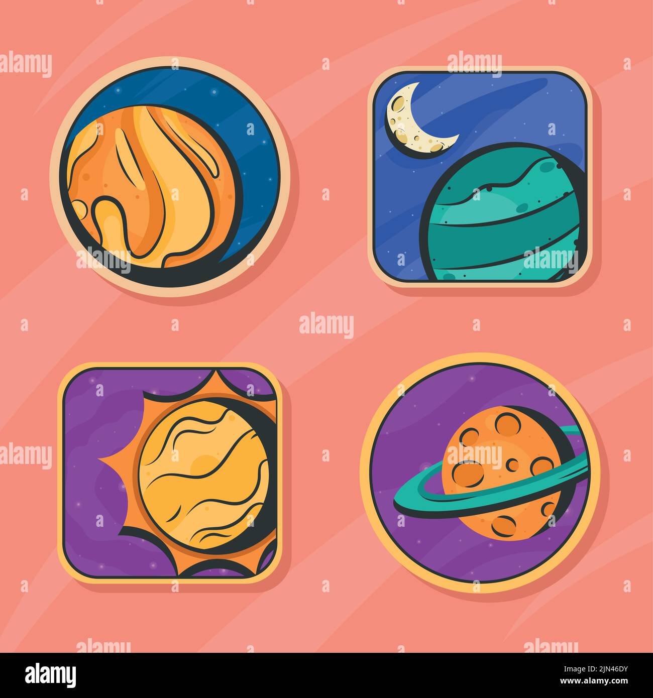 four space outer set icons Stock Vector Image & Art - Alamy