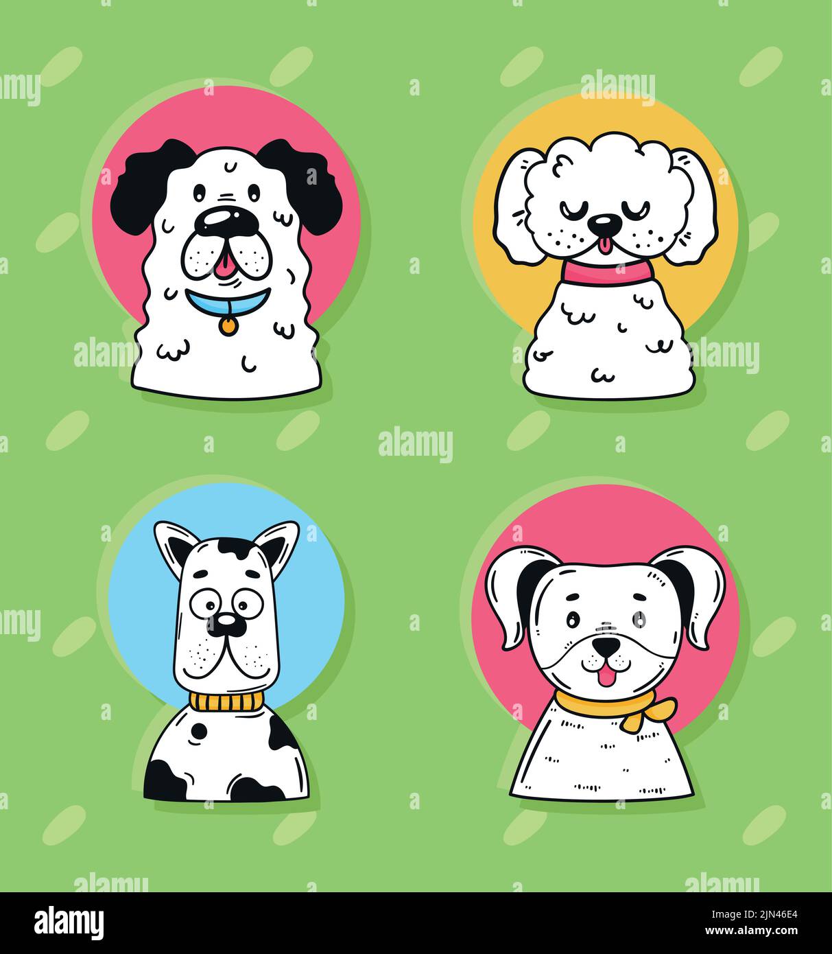 four dogs in green background poster Stock Vector Image & Art - Alamy