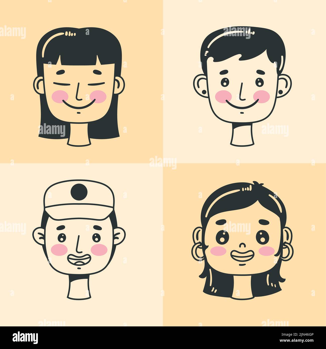 Four female heads Stock Vector Images - Alamy