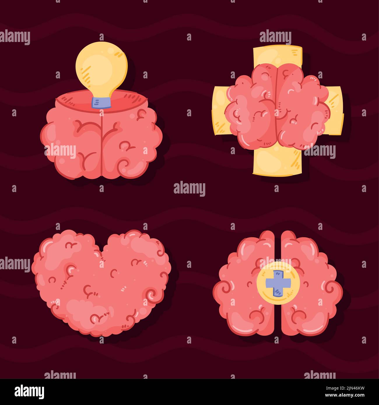 Four Brains Organs Set Icons Stock Vector Image And Art Alamy
