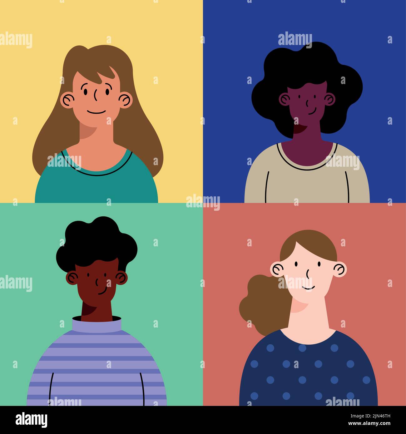 four interracial persons group characters Stock Vector Image & Art - Alamy