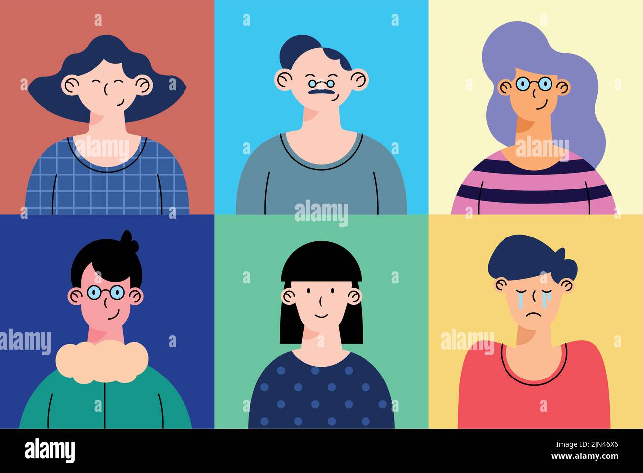 group of six persons characters Stock Vector Image & Art - Alamy