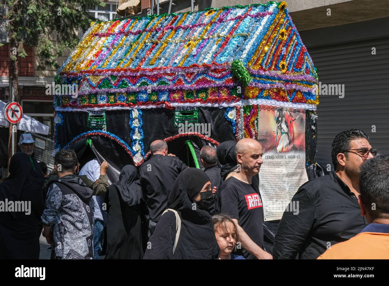 Istanbul, Turkey. 08th Aug, 2022. A model of a coffin decorated for use ...