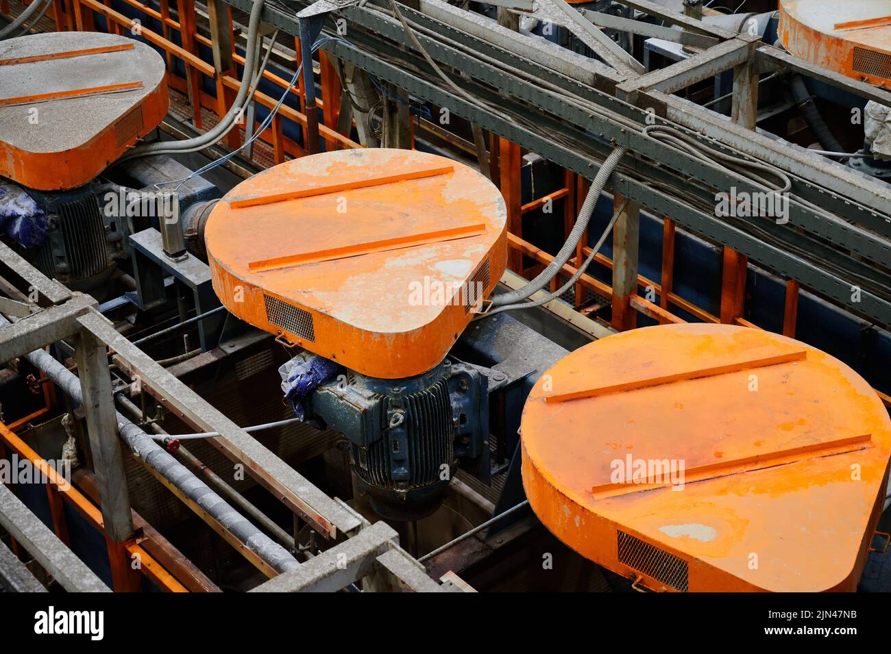 Set of floatation machines separating mineral ore at plant Stock Photo ...