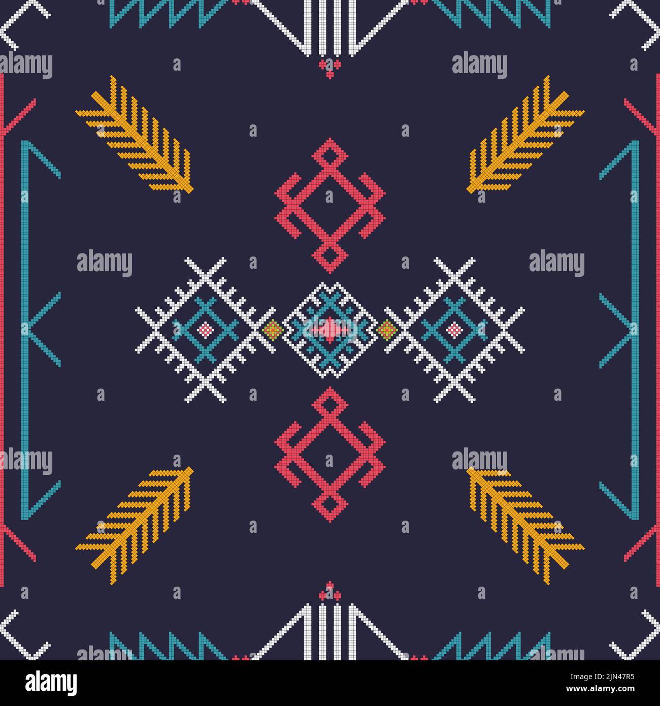 Traditional Berber embroidery seamless pattern, vector illustration ...