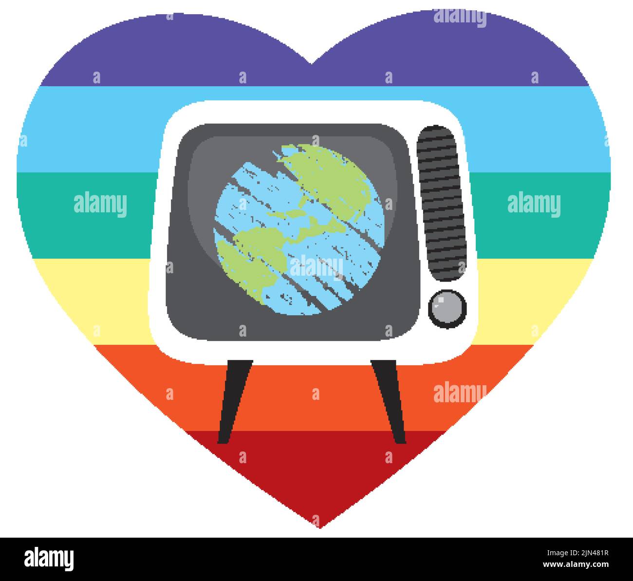 Old television icon on rainbow heart illustration Stock Vector Image ...