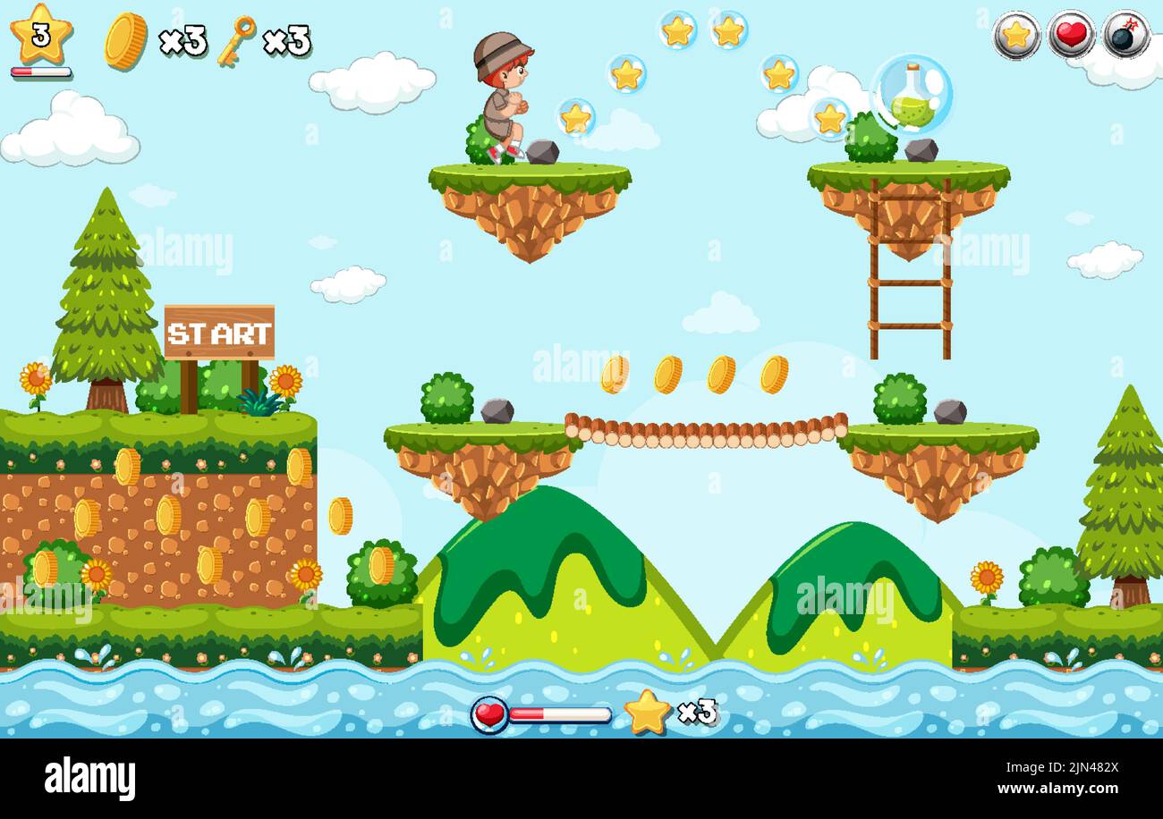 Platform game background template illustration Stock Vector Image & Art ...