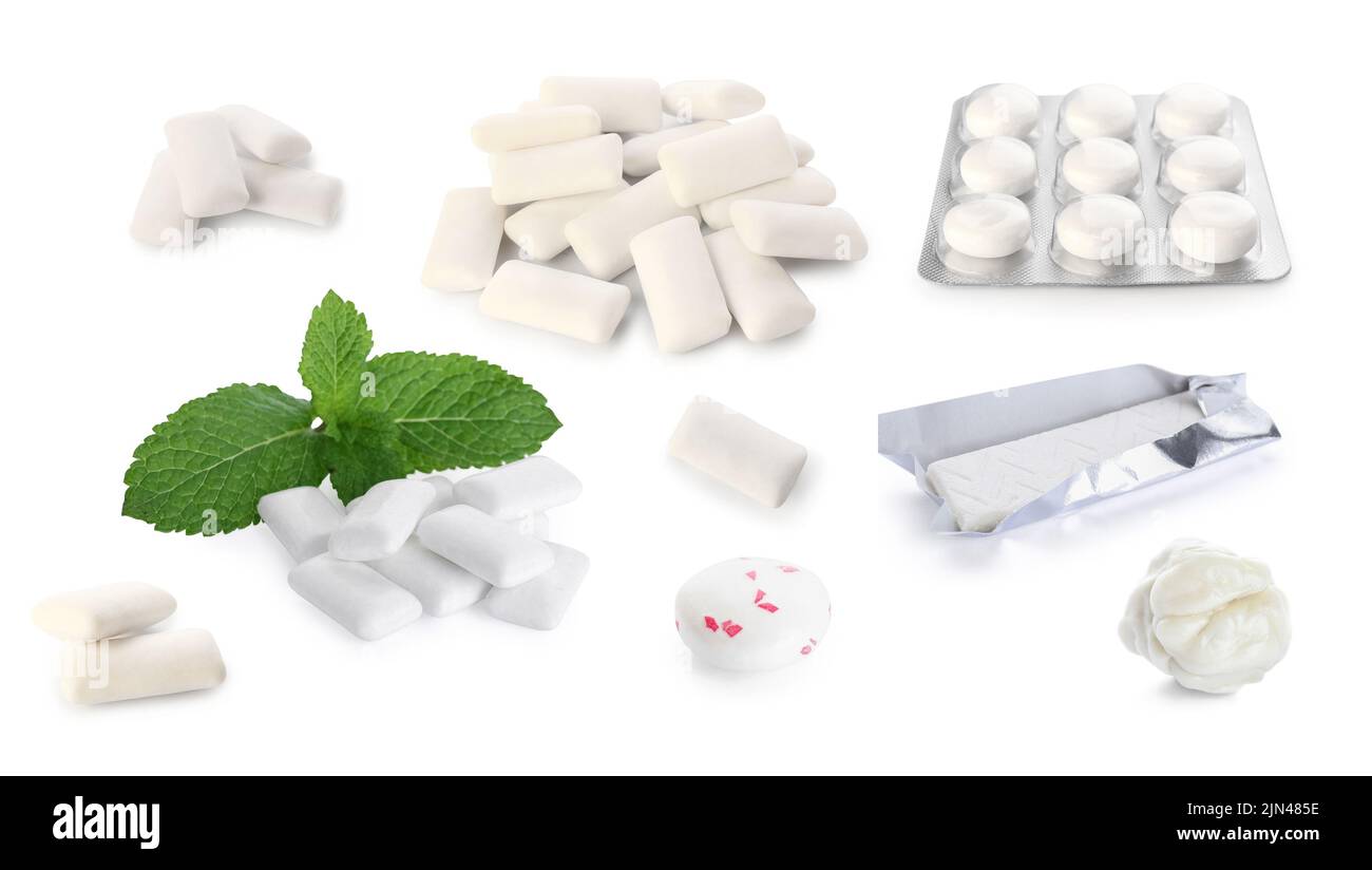 Set chewing gum isolated Cut Out Stock Images & Pictures - Alamy