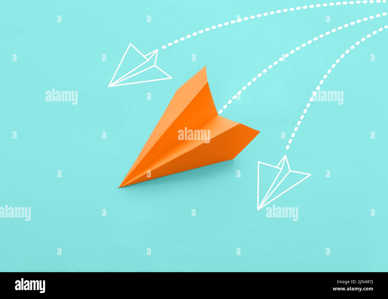Paper plane on light blue background Stock Photo - Alamy