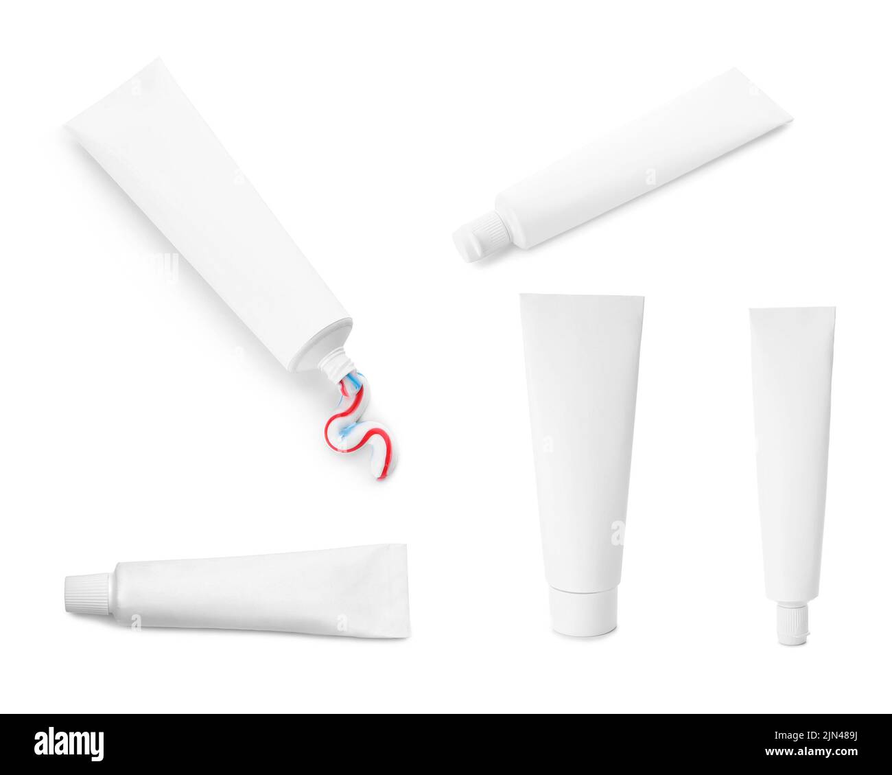 Set of toothpaste isolated on white Stock Photo - Alamy