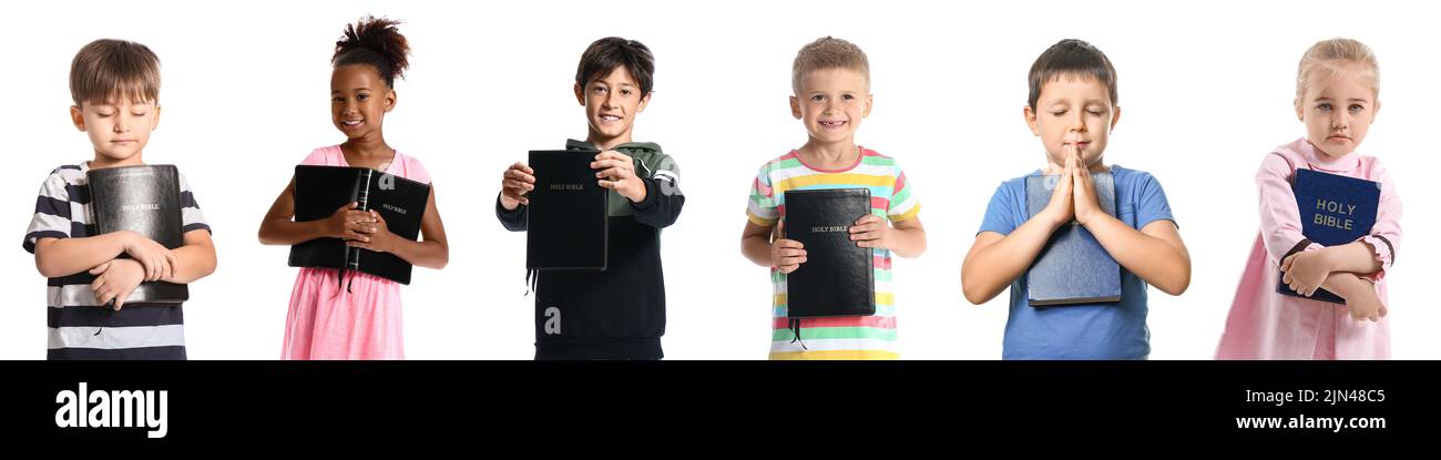 Set of children with Bible isolated on white Stock Photo - Alamy