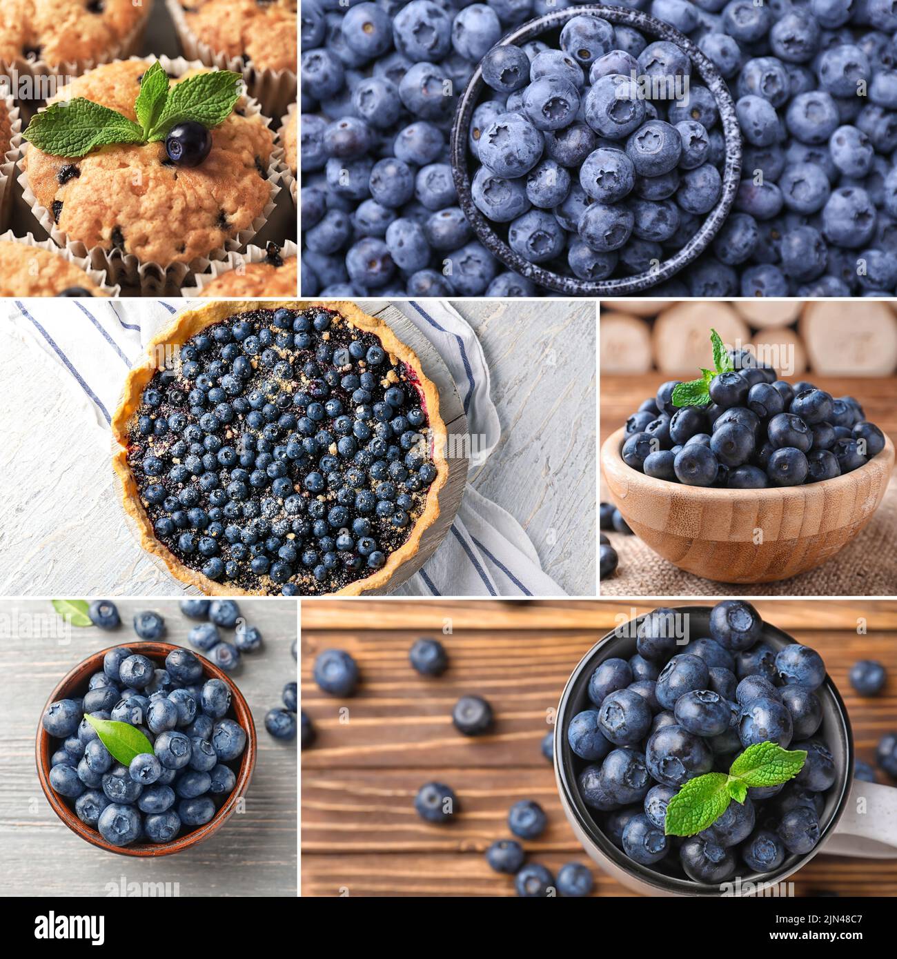 Collage of sweet blueberry desserts and tasty berries Stock Photo - Alamy